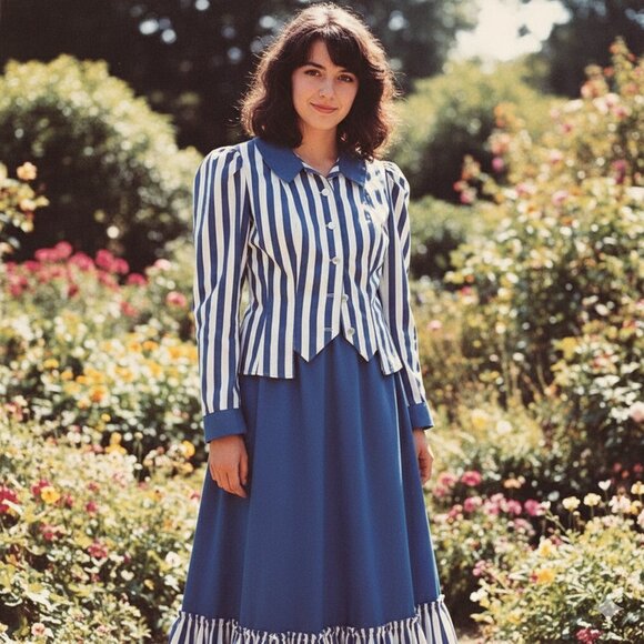 Vintage | Skirts | Vtg 8s Striped Uniform Skirt Set Costume 2 | Poshmark